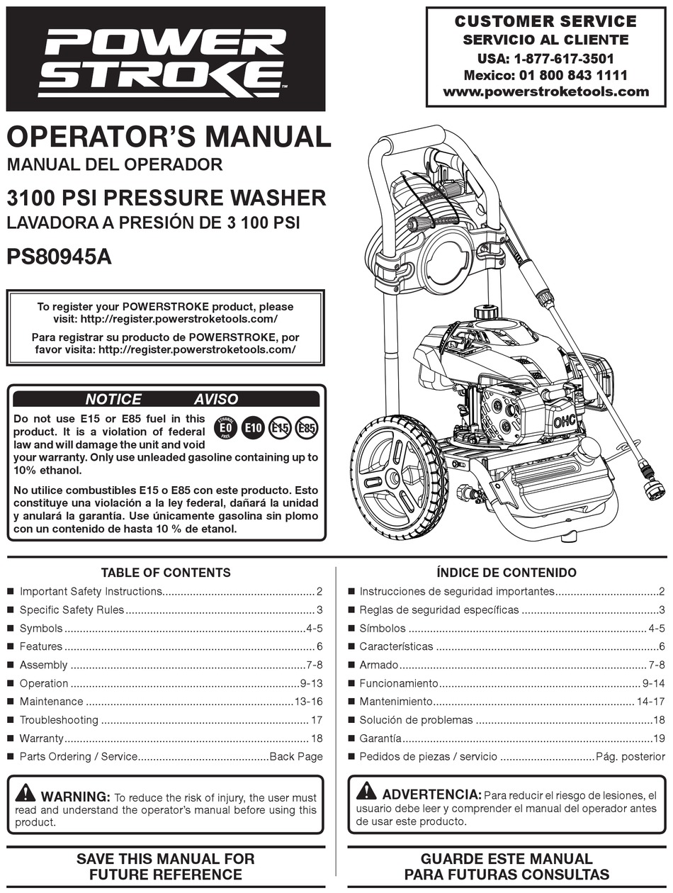 POWER STROKE PS80945A OPERATOR'S MANUAL Pdf Download | ManualsLib
