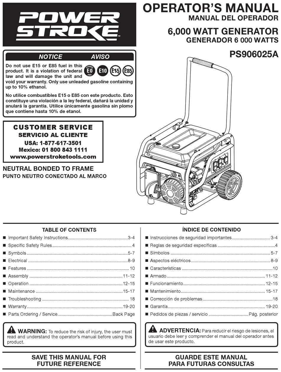 POWERSTROKE PS906025A OPERATOR'S MANUAL Pdf Download | ManualsLib