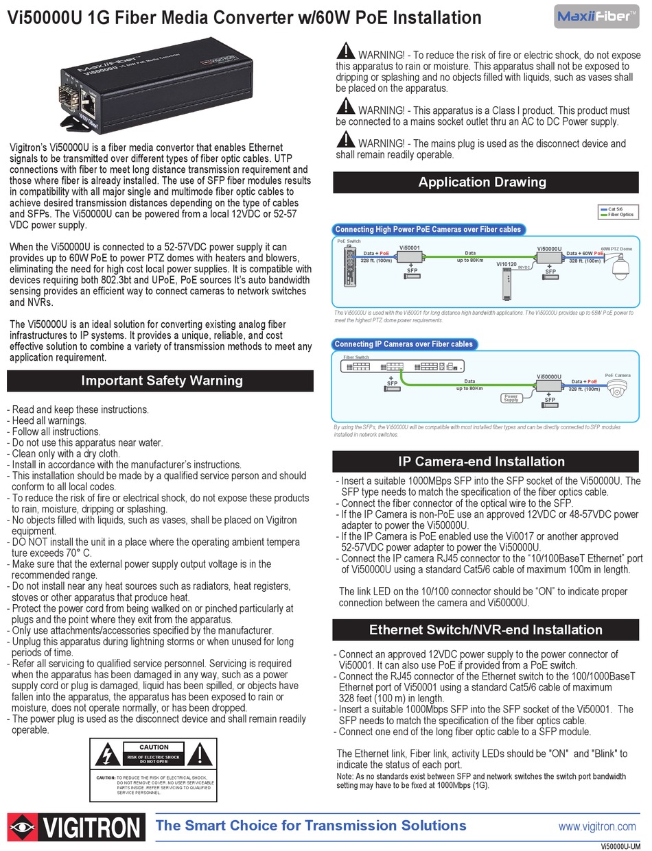 VIGITRON MAXIIFIBER VI50000U INSTALLATION Pdf Download | ManualsLib