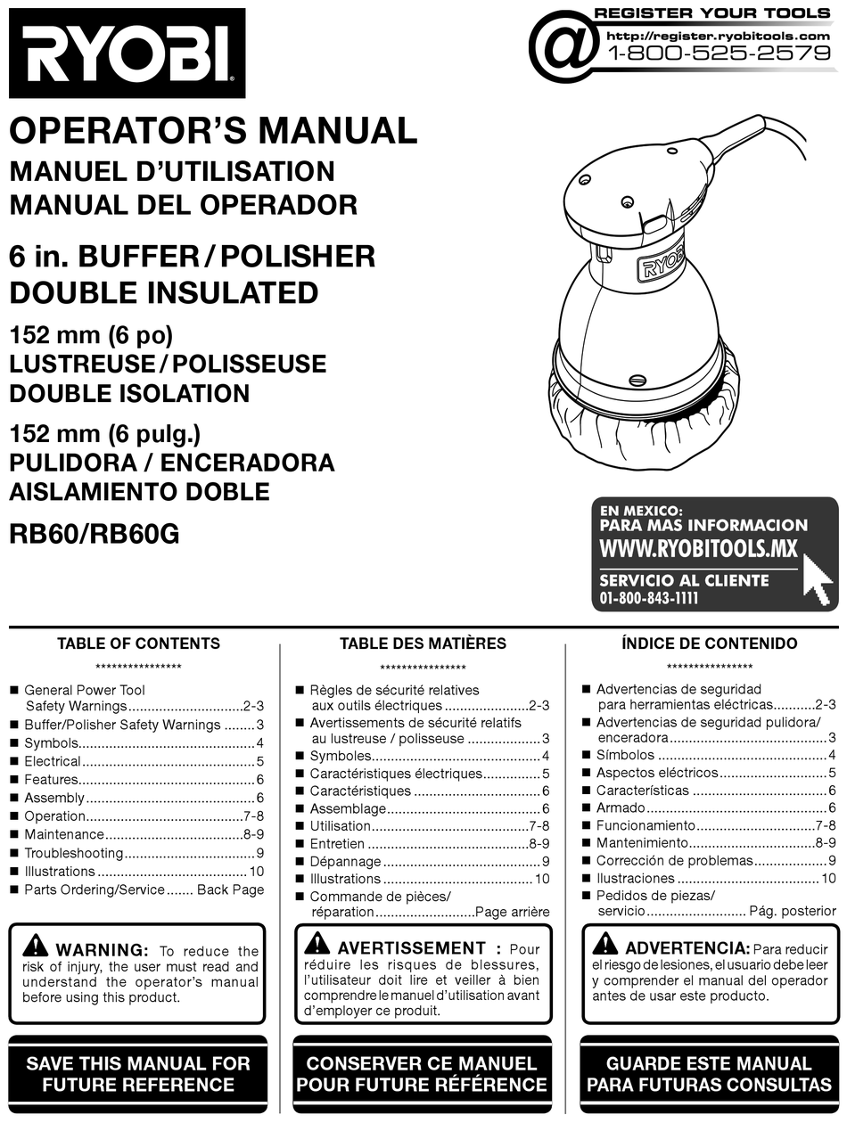 RYOBI RB60G OPERATOR'S MANUAL Pdf Download | ManualsLib