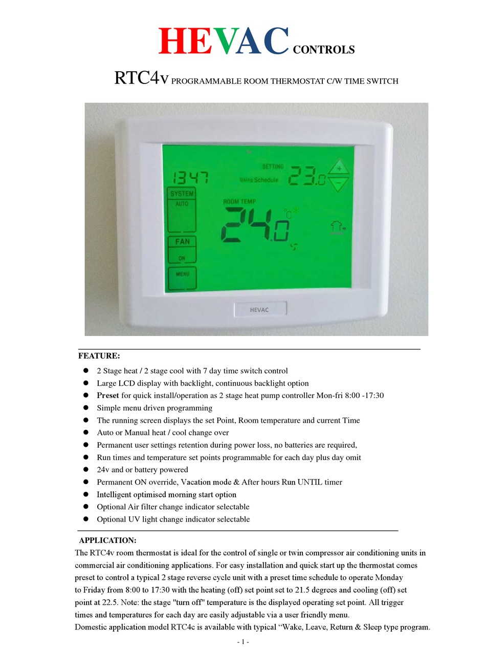 HEVAC RTC4V MANUAL Pdf Download | ManualsLib