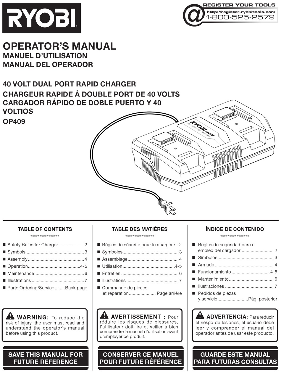 RYOBI OP409 OPERATOR'S MANUAL Pdf Download | ManualsLib