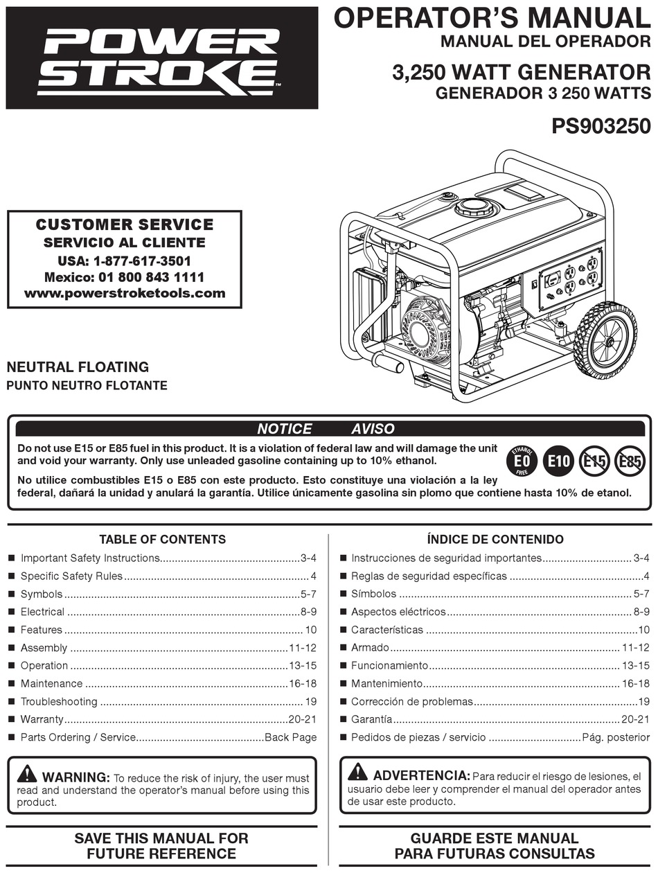 POWER STROKE PS903250 OPERATOR'S MANUAL Pdf Download | ManualsLib