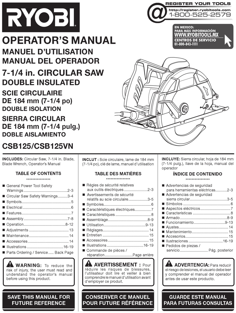 RYOBI CSB125 OPERATOR'S MANUAL Pdf Download | ManualsLib