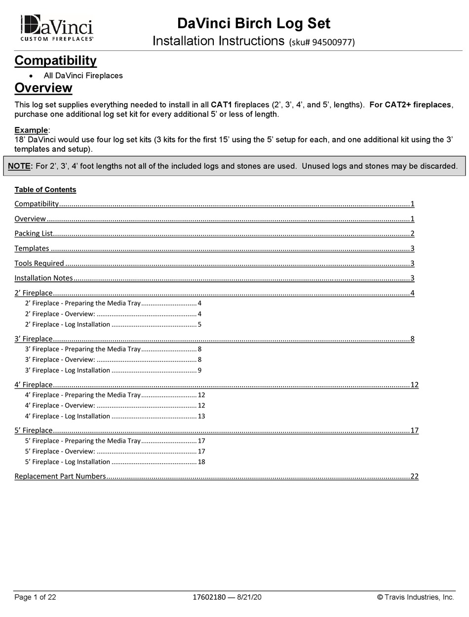 DAVINCI 94500977 INSTALLATION INSTRUCTIONS MANUAL Pdf Download | ManualsLib