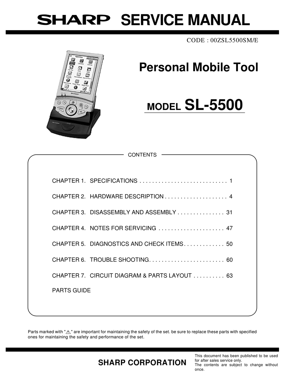SHARP SL-5500 SERVICE MANUAL Pdf Download | ManualsLib
