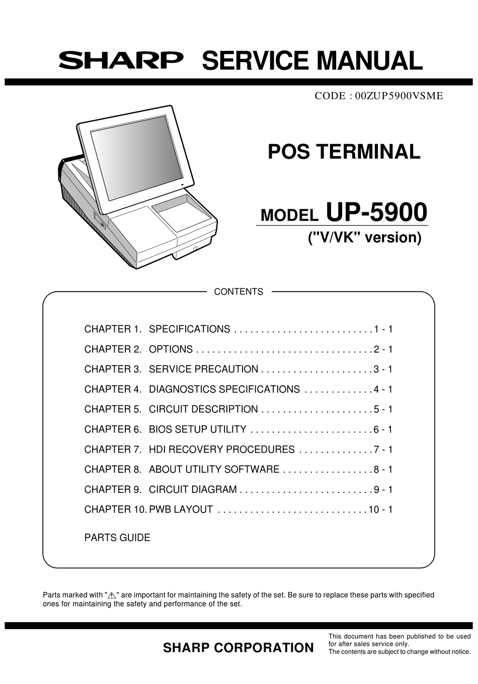 SHARP UP-5900 SERVICE MANUAL Pdf Download | ManualsLib
