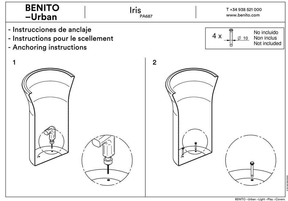 BENITO URBAN IRIS PA687 ANCHORING INSTRUCTIONS Pdf Download | ManualsLib