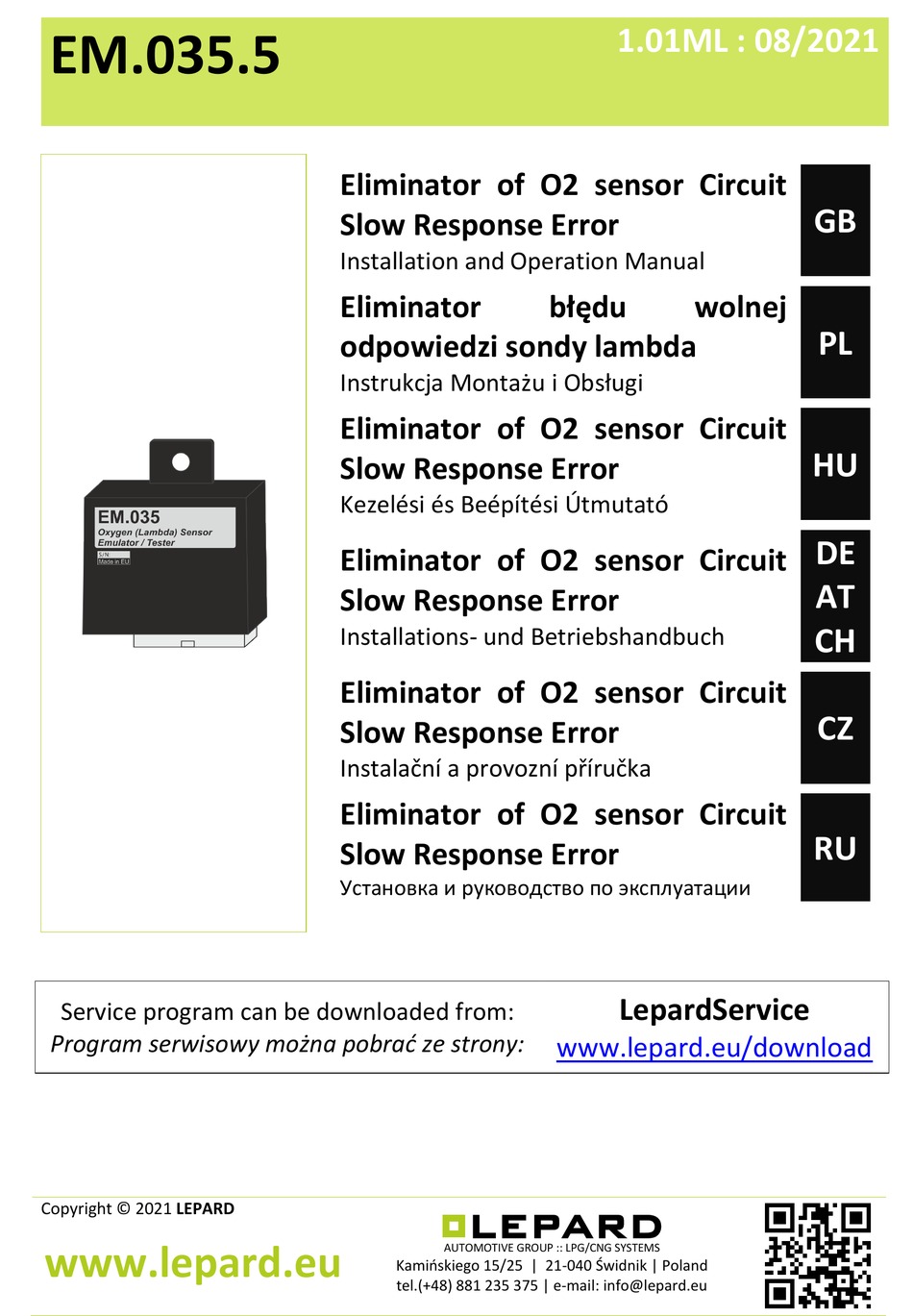 LEPARD EM.035.5 INSTALLATION AND OPERATION MANUAL Pdf Download | ManualsLib