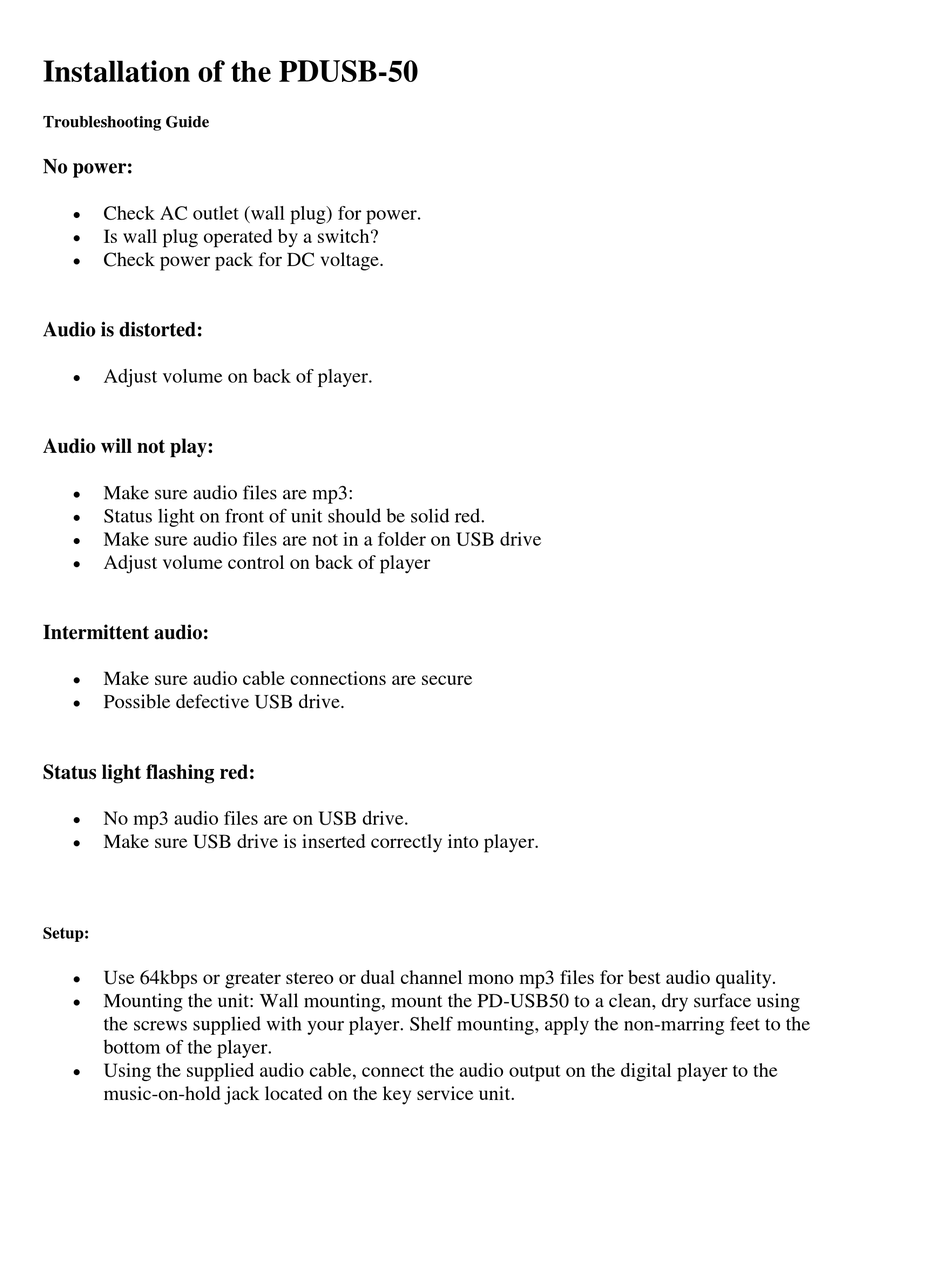 PRODIGITAL PD-USB50 TROUBLESHOOTING MANUAL Pdf Download | ManualsLib