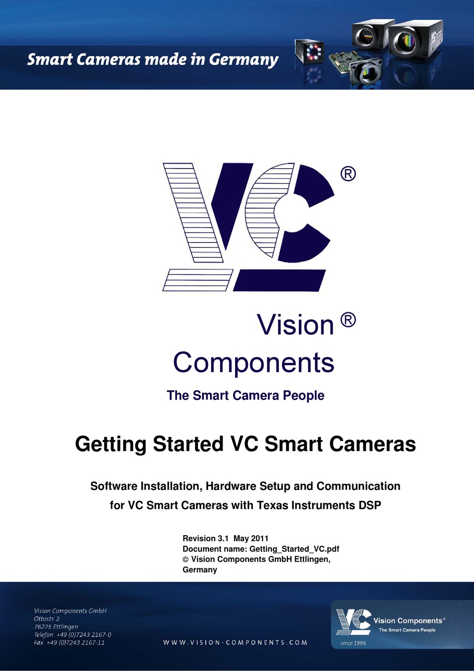 VISION COMPONENTS VC SMART CAMERA GETTING STARTED Pdf Download | ManualsLib