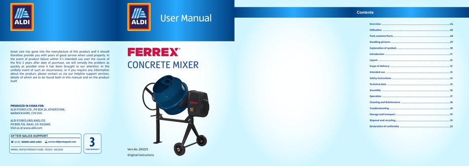 FERREX MIX125 USER MANUAL Pdf Download | ManualsLib