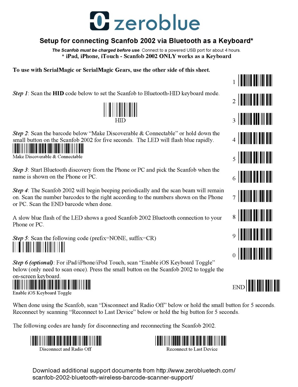 ZEROBLUE SCANFOB 2002 SETTING UP Pdf Download | ManualsLib