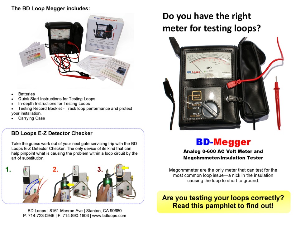 BD LOOPS BD-MEGGER QUICK START INSTRUCTIONS Pdf Download | ManualsLib