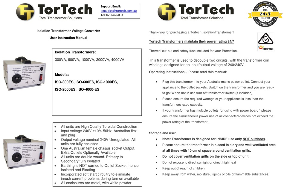 TORTECH ISO-300ES USER INSTRUCTION MANUAL Pdf Download | ManualsLib