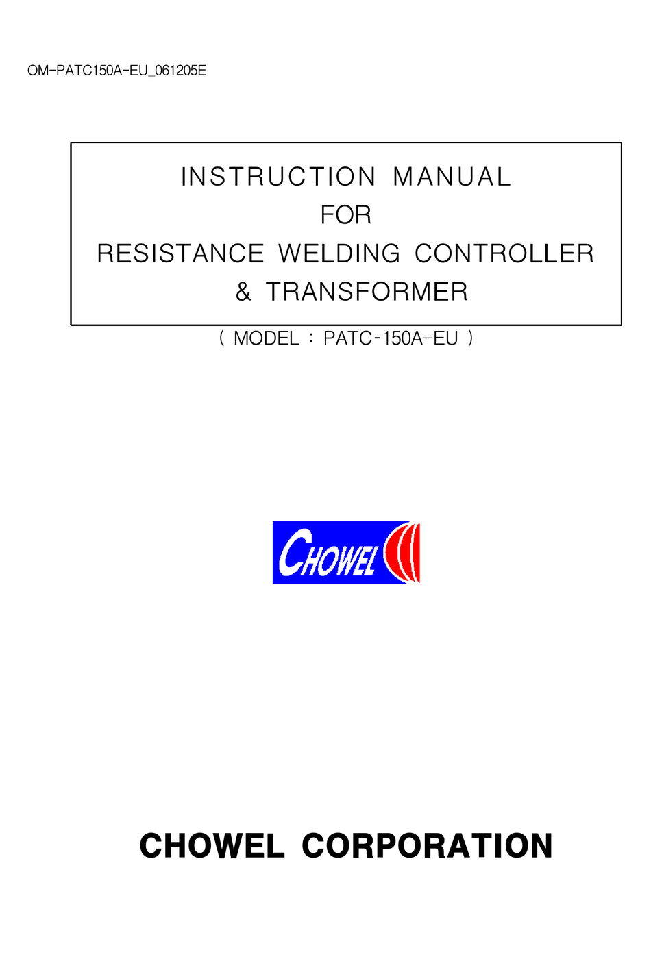 CHOWEL PATC--150A-EU INSTRUCTION MANUAL Pdf Download | ManualsLib