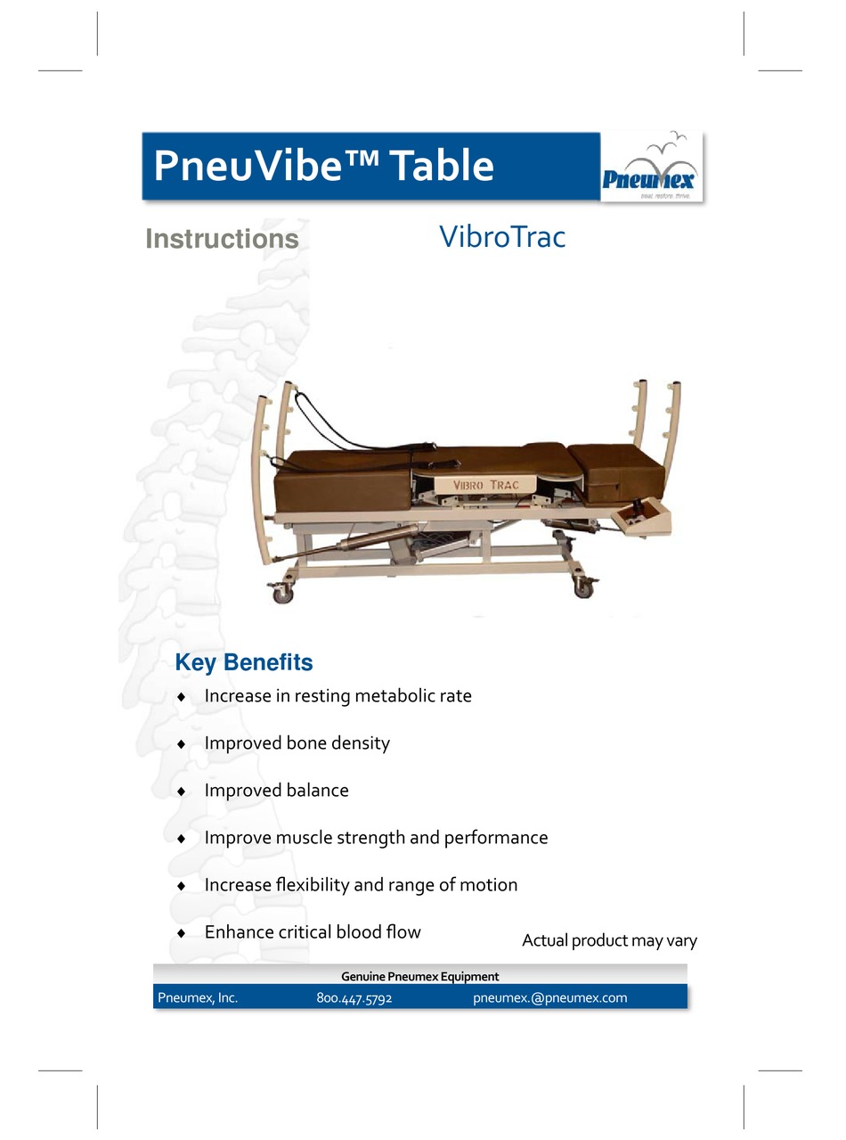 PNEUMEX VIBROTRAC INSTRUCTIONS MANUAL Pdf Download | ManualsLib