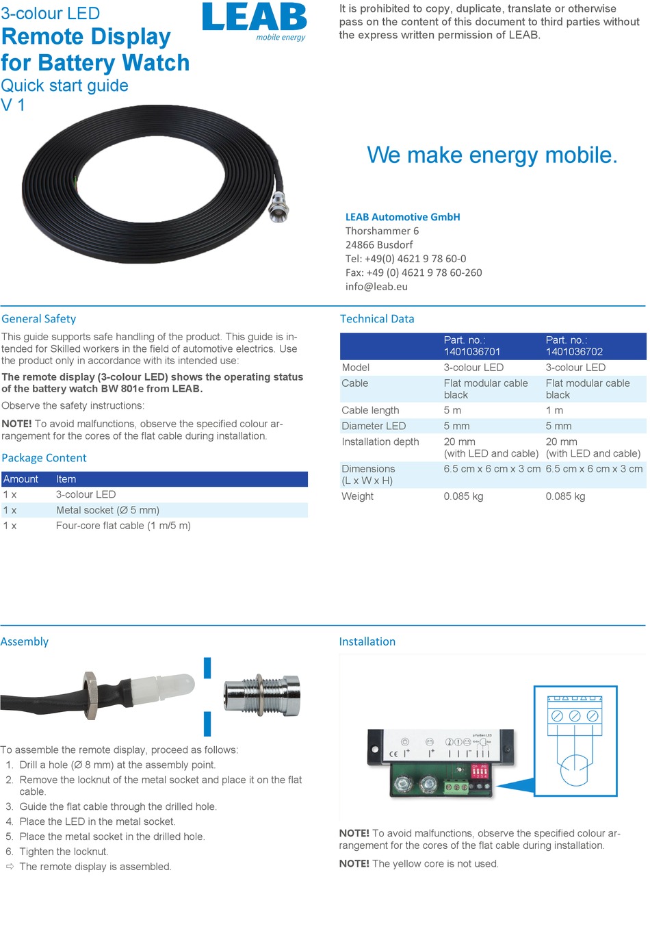 LEAB 1401036701 QUICK START MANUAL Pdf Download | ManualsLib