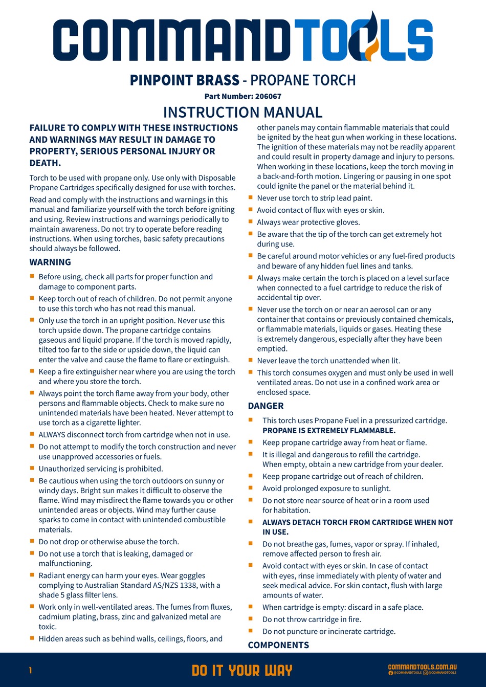 COMMAND TOOLS 206067 INSTRUCTION MANUAL Pdf Download | ManualsLib