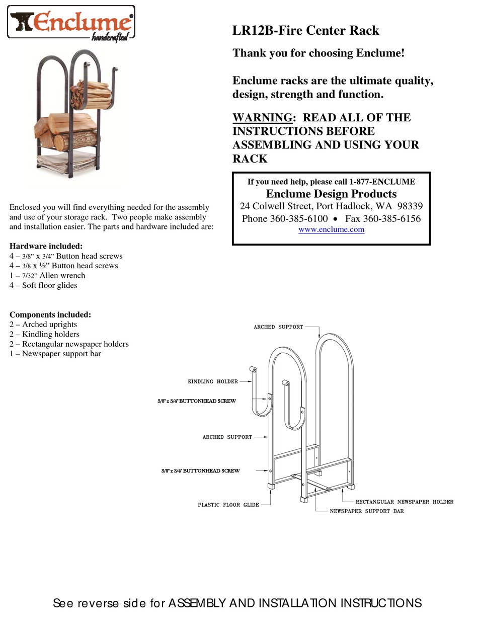 ENCLUME LR12B ASSEMBLY AND INSTALLATION INSTRUCTIONS Pdf Download | ManualsLib