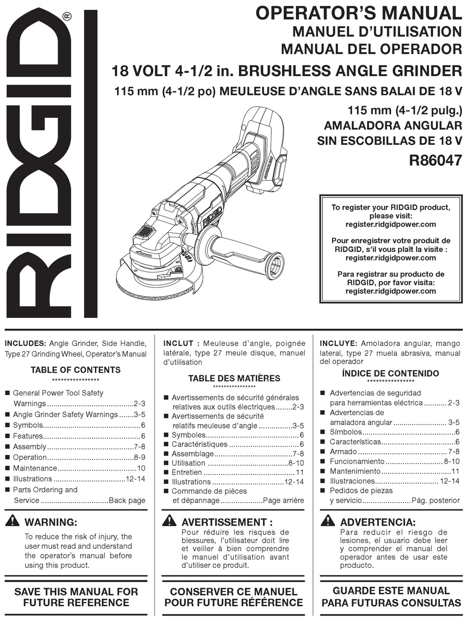 RIDGID R86047 OPERATOR'S MANUAL Pdf Download | ManualsLib