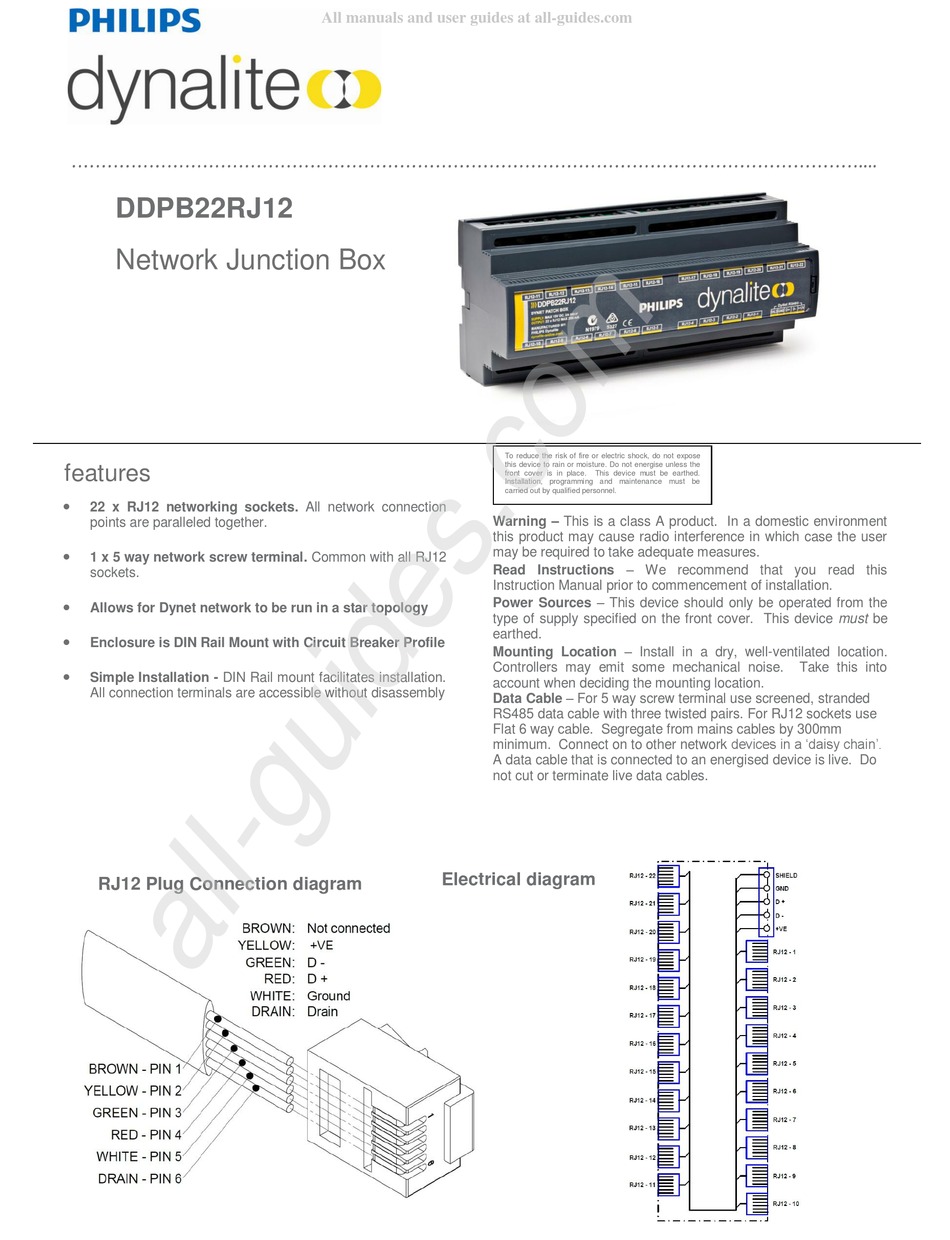 PHILIPS DYNALITE DDPB22RJ12 INSTRUCTION MANUAL Pdf Download | ManualsLib