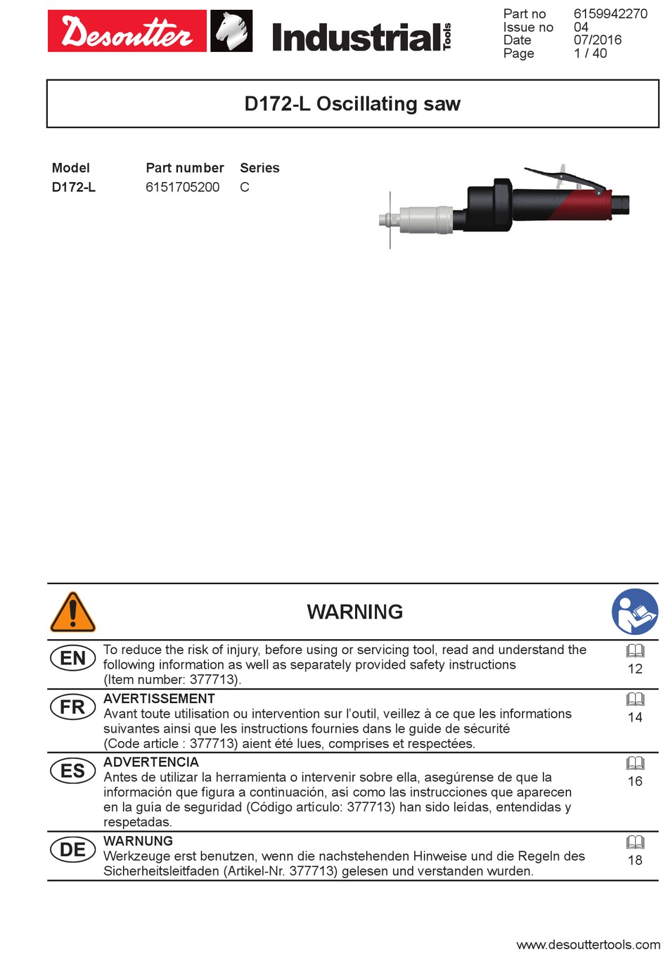 DESOUTTER D172-L MANUAL Pdf Download | ManualsLib