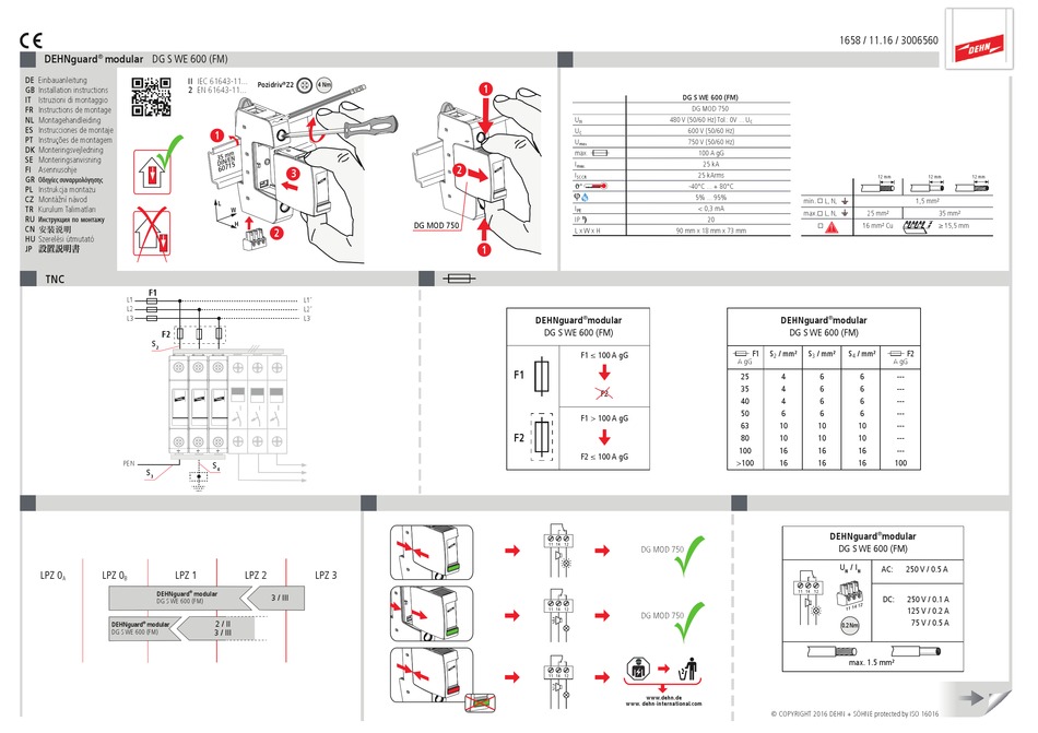 DEHN DG S WE 600 FM INSTALLATION INSTRUCTIONS Pdf Download | ManualsLib