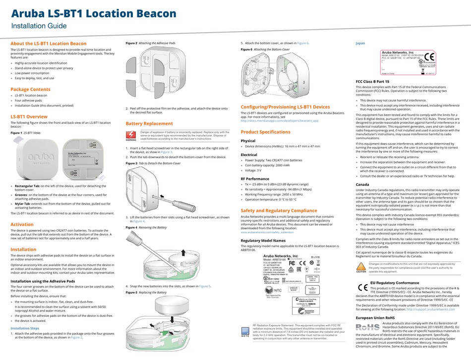 ARUBA LS-BT1 INSTALLATION MANUAL Pdf Download | ManualsLib
