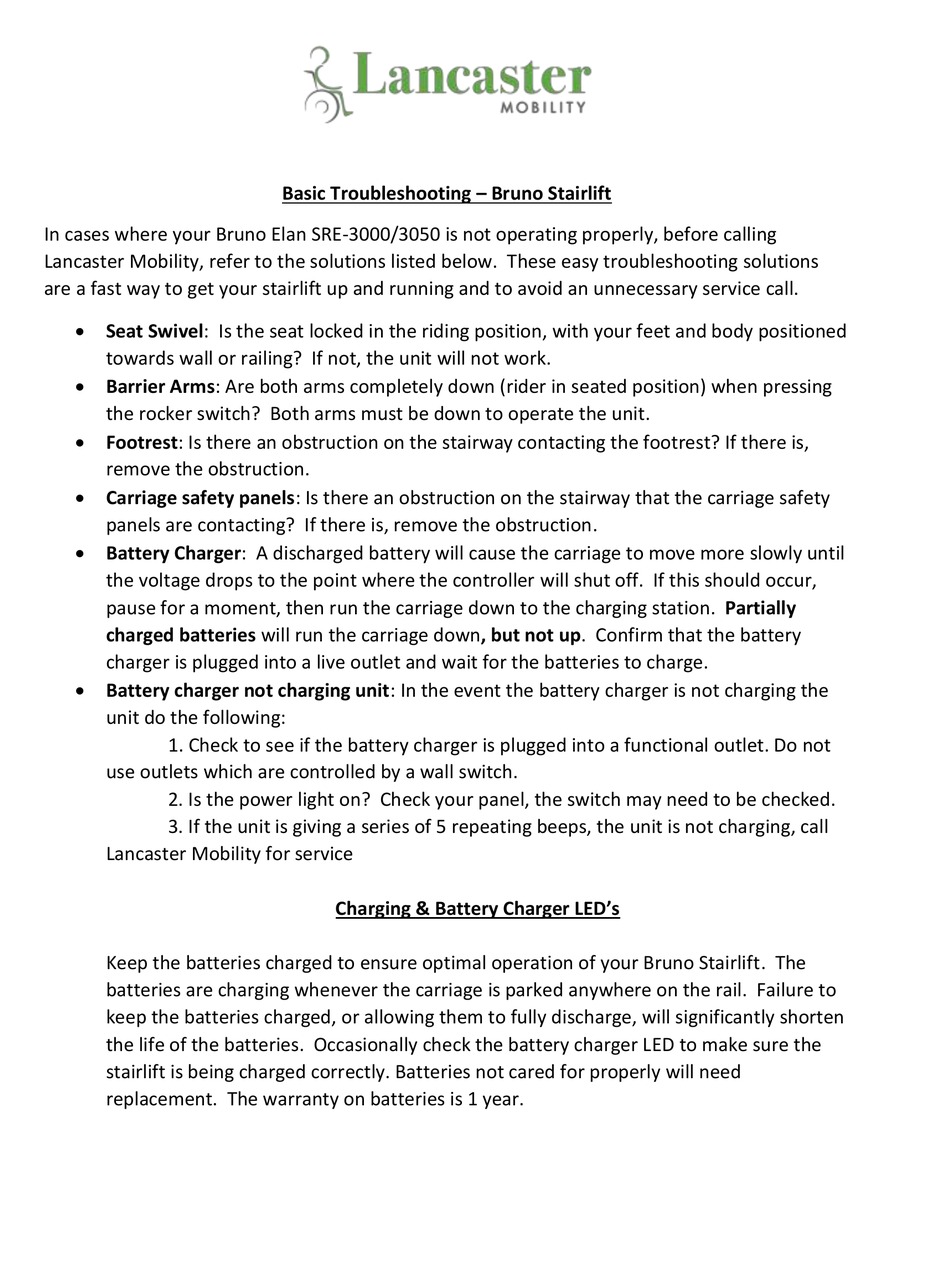 LANCASTER BRUNO ELAN SRE-3000 BASIC TROUBLESHOOTING Pdf Download ...