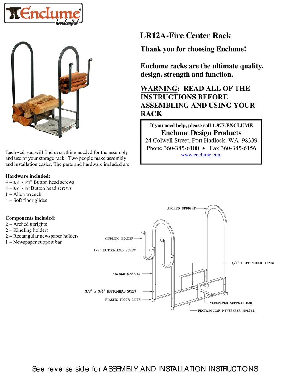 ENCLUME LR12A ASSEMBLY AND INSTALLATION INSTRUCTIONS Pdf Download ...