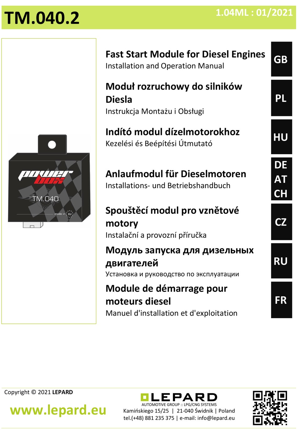 LEPARD TM.040.2 INSTALLATION AND OPERATION MANUAL Pdf Download | ManualsLib
