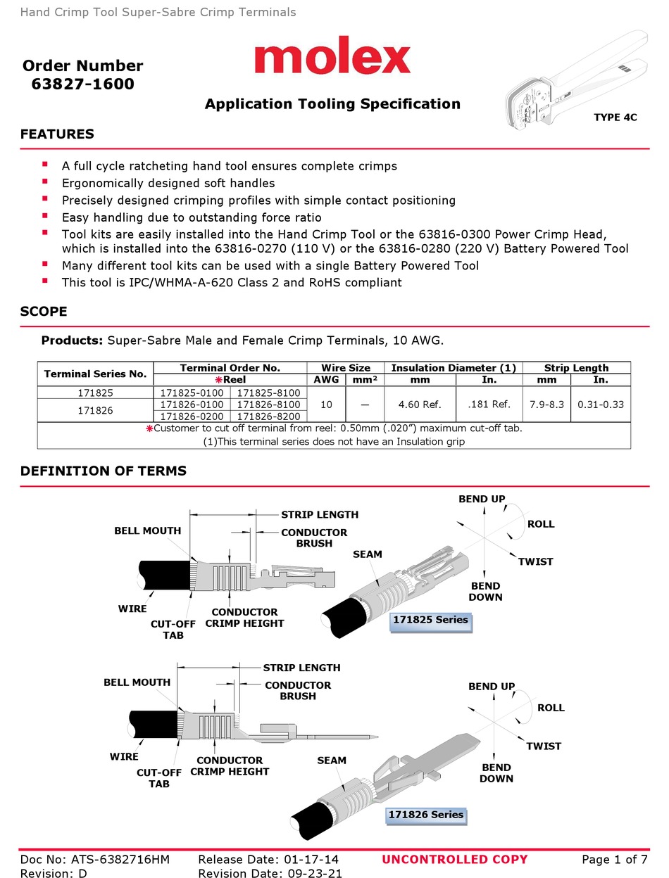 MOLEX 63827-1600 MANUAL Pdf Download | ManualsLib