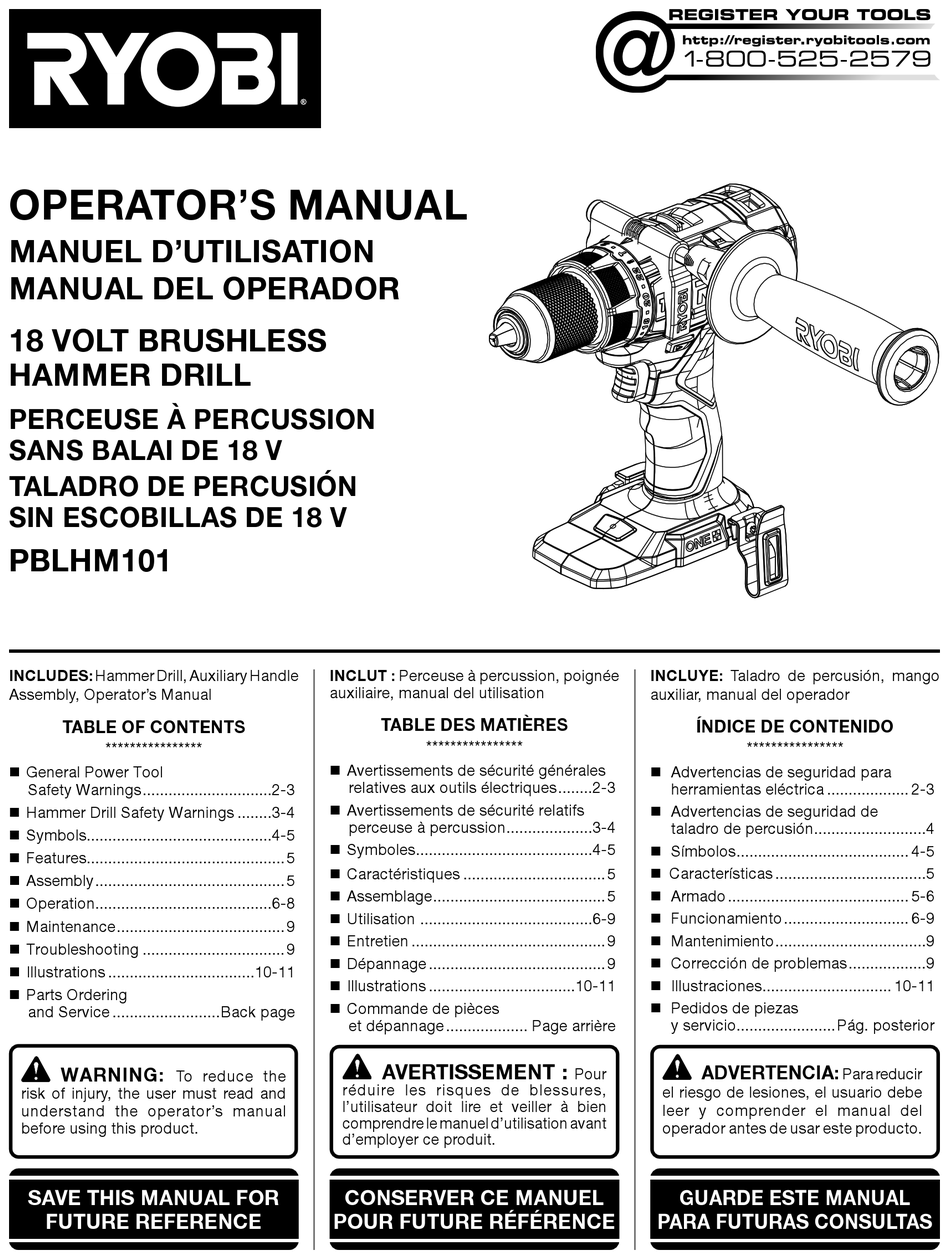 RYOBI PBLHM101 OPERATOR'S MANUAL Pdf Download | ManualsLib