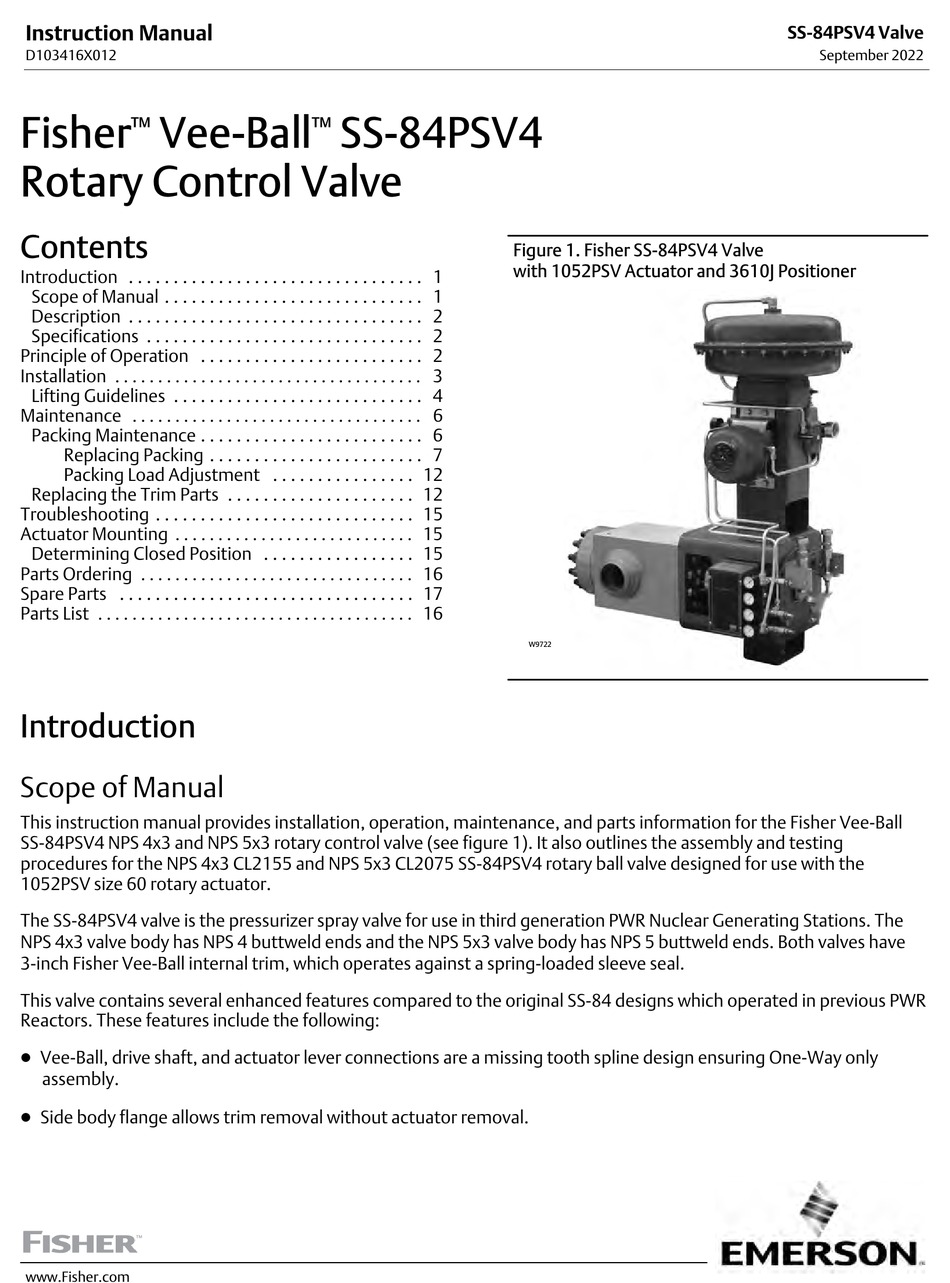 EMERSON FISHER VEE-BALL SS-84PSV4 INSTRUCTION MANUAL Pdf Download ...