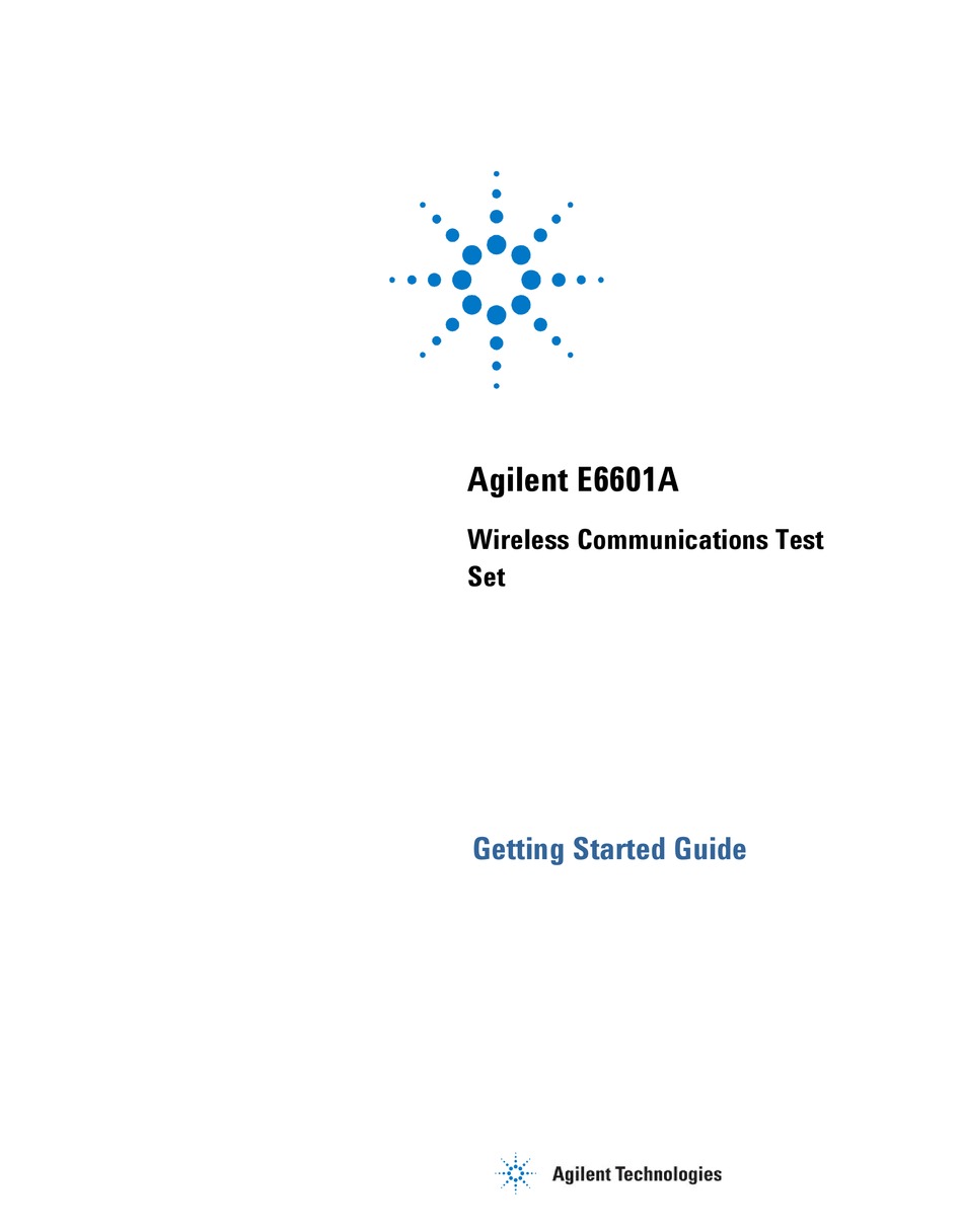 AGILENT TECHNOLOGIES E6601A GETTING STARTED MANUAL Pdf Download ...