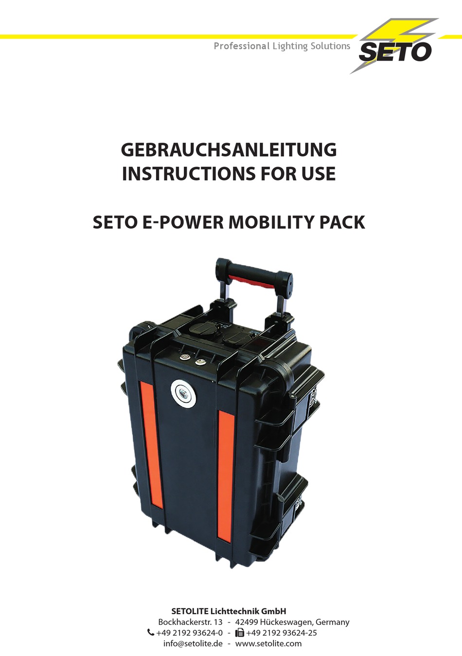 SETO E-POWER EP1000 INSTRUCTIONS FOR USE MANUAL Pdf Download | ManualsLib