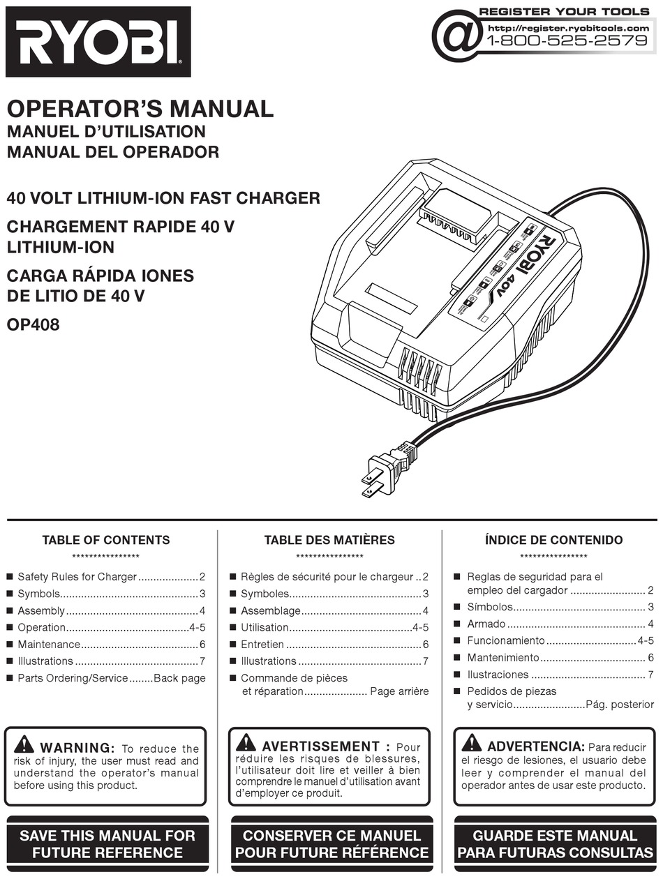 RYOBI OP408 OPERATOR'S MANUAL Pdf Download | ManualsLib