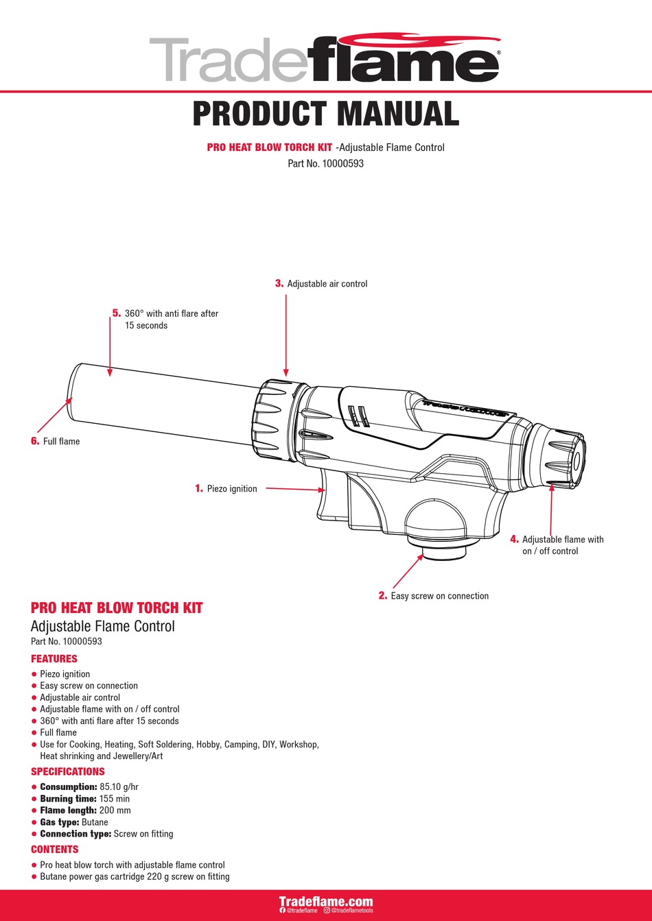TRADEFLAME 10000593 PRODUCT MANUAL Pdf Download | ManualsLib