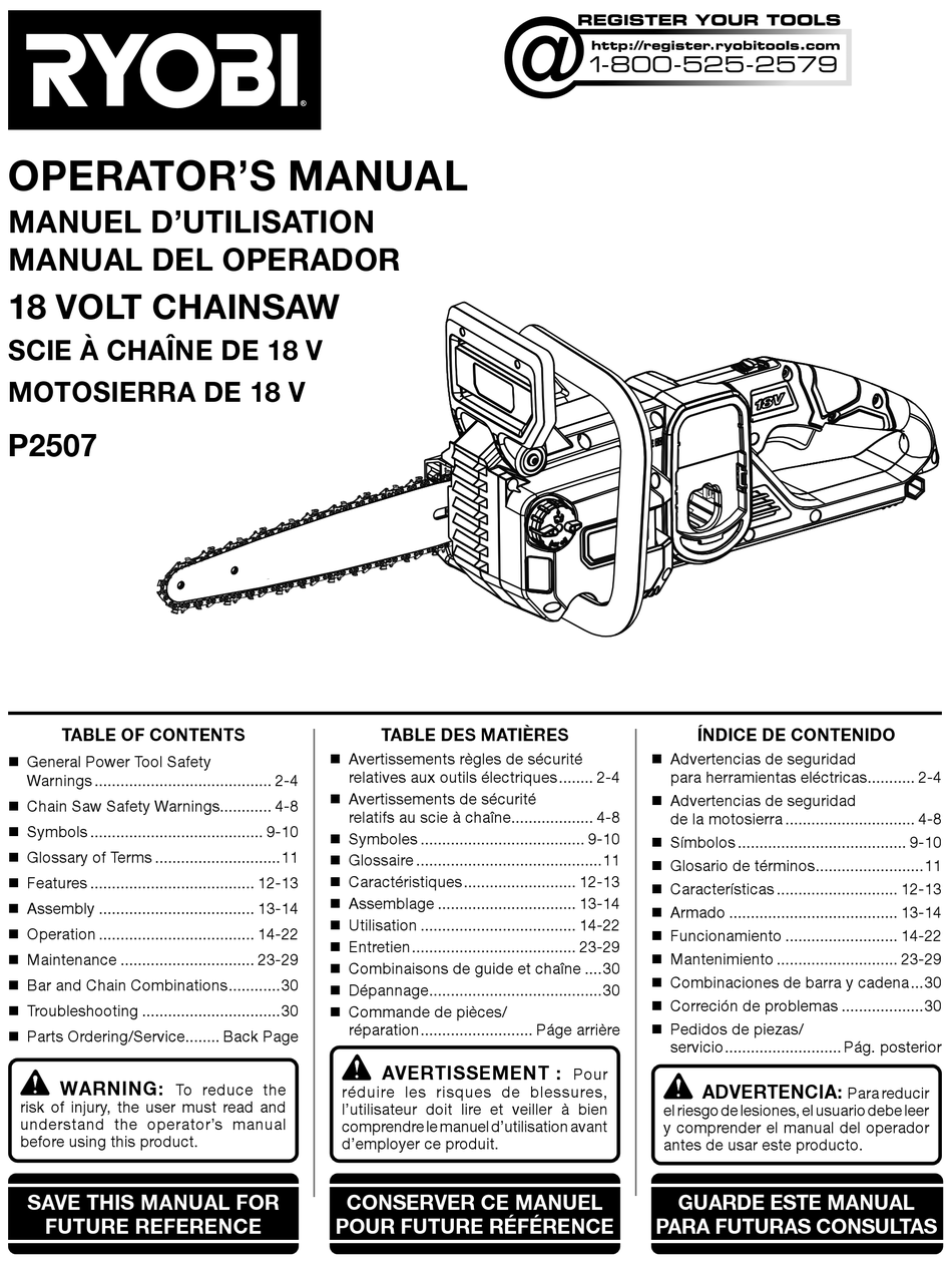RYOBI P2507 OPERATOR'S MANUAL Pdf Download | ManualsLib