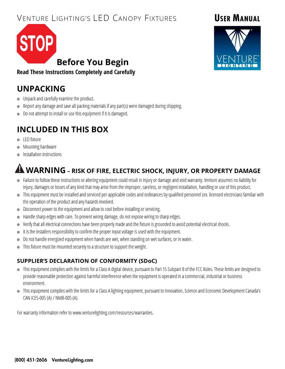 VENTURE LIGHTING CP12789 USER MANUAL Pdf Download | ManualsLib