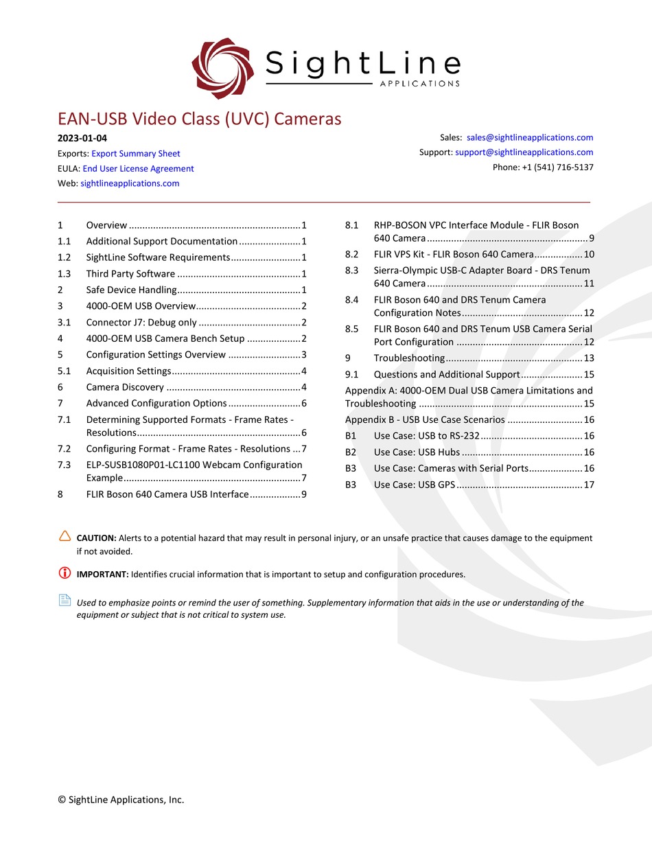 SIGHTLINE EAN-USB VIDEO CLASS USER MANUAL Pdf Download | ManualsLib