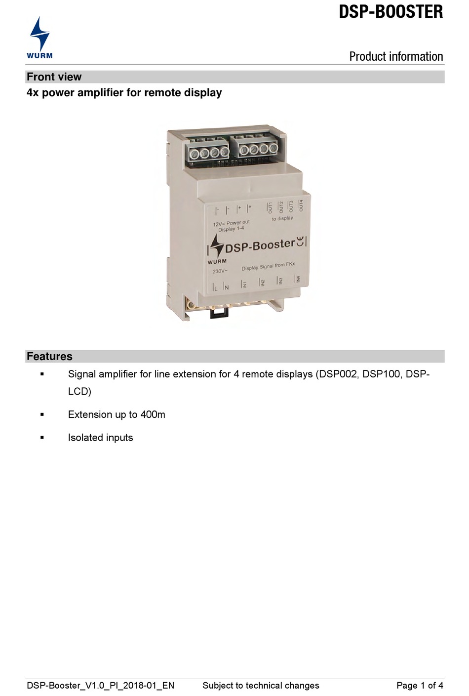 WURM DSP-BOOSTER PRODUCT INFORMATION Pdf Download | ManualsLib