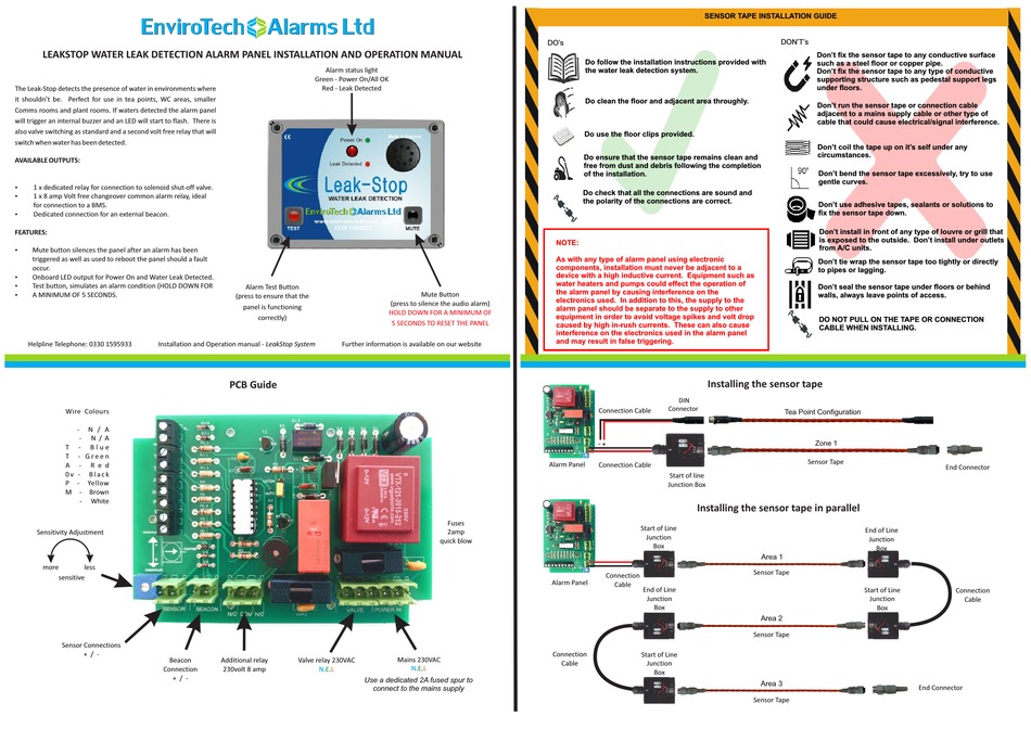 ENVIROTECH ALARMS LEAK-STOP INSTALLATION AND OPERATION MANUAL Pdf ...