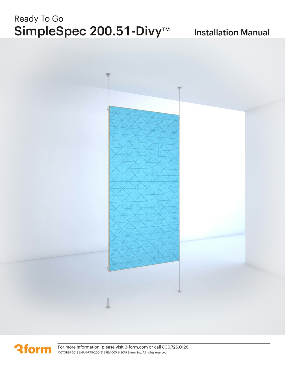 3FORM DIVY SIMPLESPEC 200.51 INSTALLATION MANUAL Pdf Download | ManualsLib