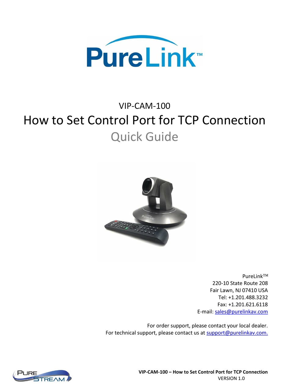 PURELINK VIP-CAM-100 QUICK MANUAL Pdf Download | ManualsLib