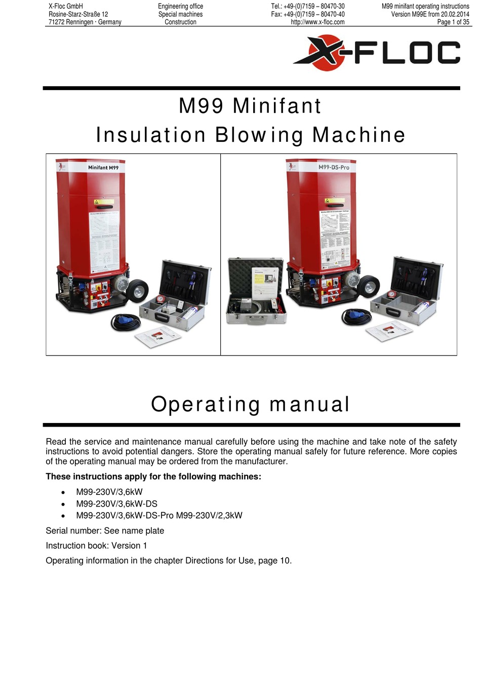 X-FLOC MINIFANT M99 OPERATING MANUAL Pdf Download | ManualsLib