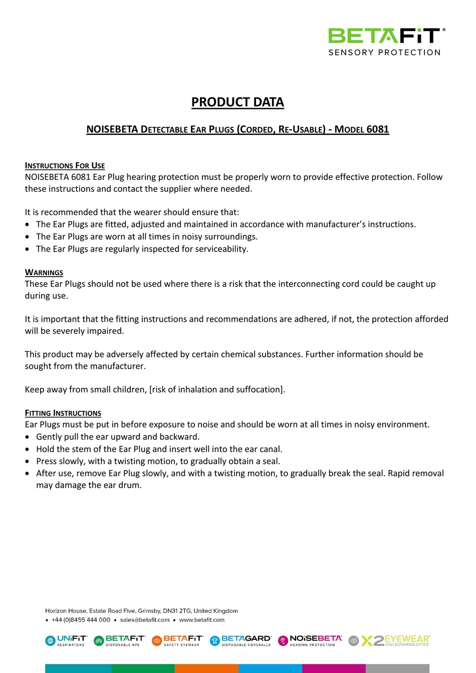 BETAFIT NOISEBETA 6081 PRODUCT DATA Pdf Download | ManualsLib