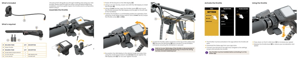 SPECIALIZED GLOBE THROTTLE USER MANUAL AND ASSEMBLY MANUAL Pdf Download | ManualsLib