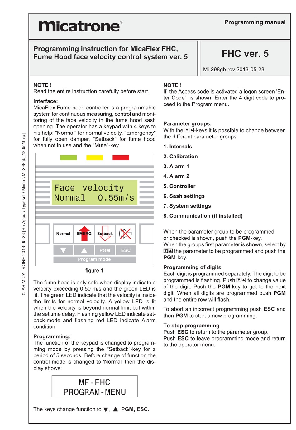 MICATRONE MICAFLEX FHC PROGRAMMING MANUAL Pdf Download | ManualsLib